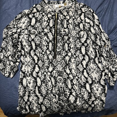 Calvin Klein Women's Python-Print Zip-Front Top White Size LG | eBay