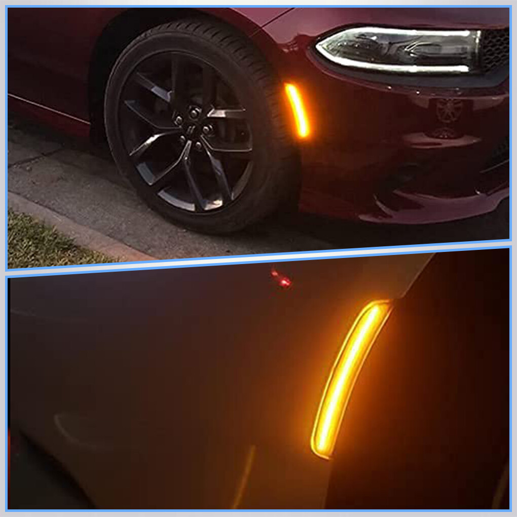 Front Bumper Reflector 2pcs Amber LED Side Marker Light For 15-21 Dodge ...