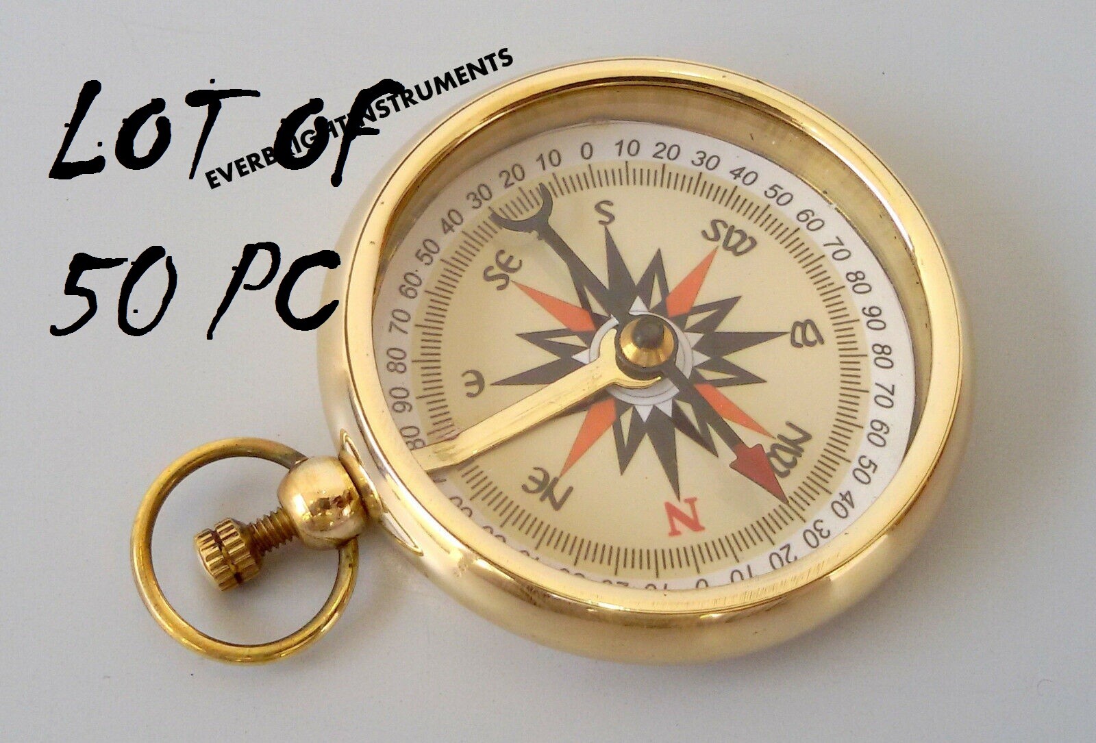 Golden Finish Brass Pocket Compass 2" Vintage Hiking Lot of 50 Piece ...