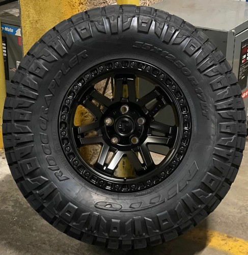 5 17x9 Fuel D810 Syndicate Black Wheels 35" Nitto AT Tires 5x5 Jeep ...