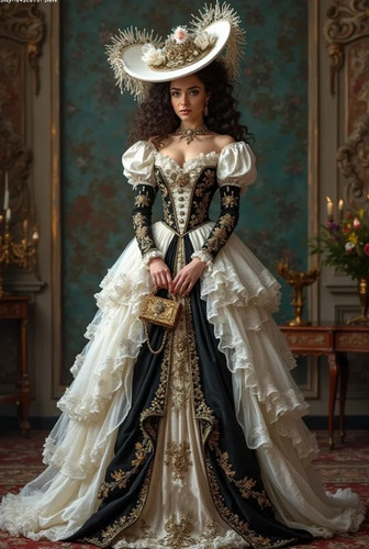 Vintage Baroque Victorian Prom Dresses Black White Duches Lace-up ...