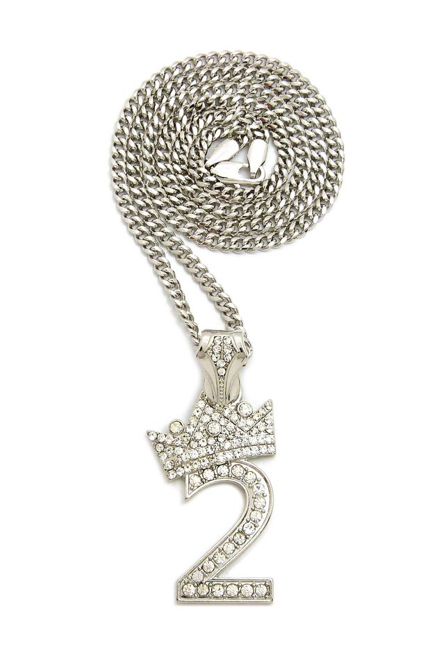 NEW # 1 to 9 NUMBER PENDANT & 24" VARIOUS CHAINS & COLOR HIP HOP ...