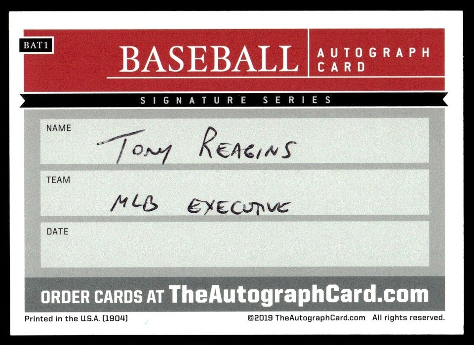 2024 Bat Barrel Card Baseball Tony Reagins MLB Executive #NNO Signed ...
