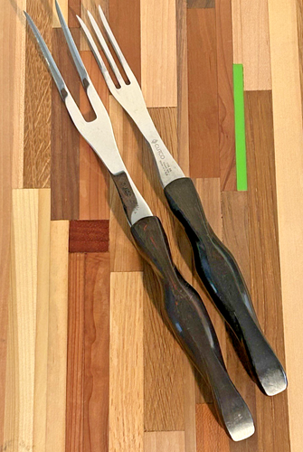 Set 2 Cutco Turning Carving Forks 1726 1727 Dark Brown Handle 11" 12 ...