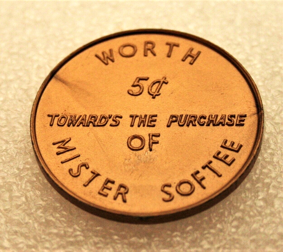Vtg Mister Mr Softee Ice Cream Premium Plastic 5 Cent Coin Promo NOS ...