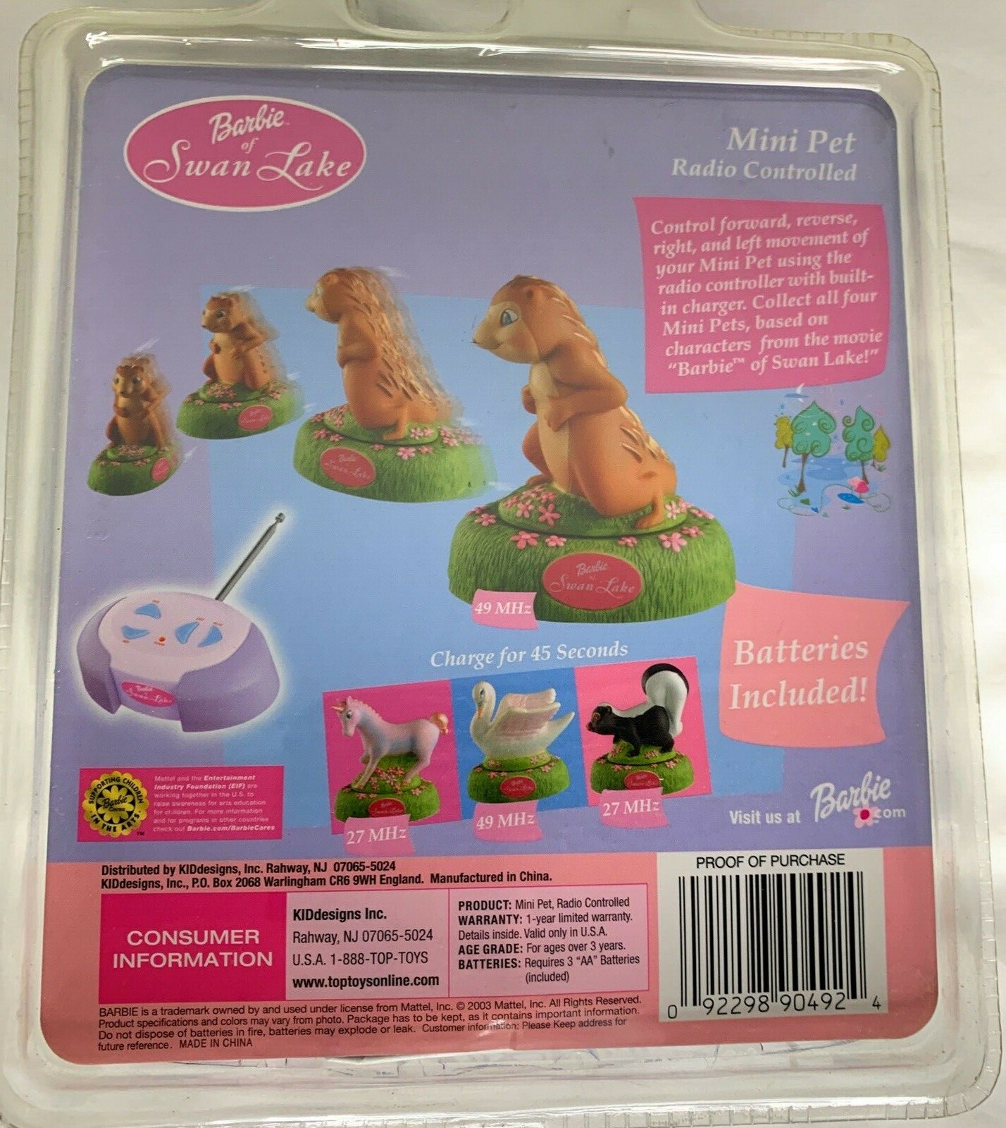 Barbie of Swan Lake Porcupine Mini Pet Radio Controlled 49 MHz 2003 ...