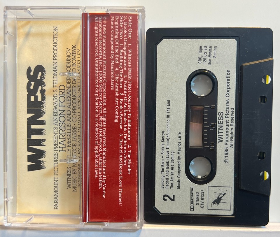 Maurice Jarre : Witness (Original Motion Picture Soundtrack) Cassette ...