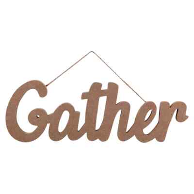 Large Thick GATHER Fall Festive Wood Cutout Hanging Wall Signs 7.4" x ...