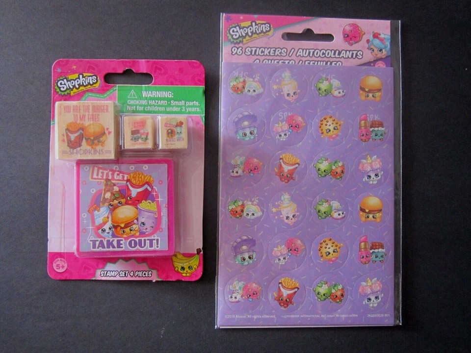 Shopkins 4 Pcs Stamp Set 3 Stamps True Love,Perfect Match&1 Ink Pad &96 ...