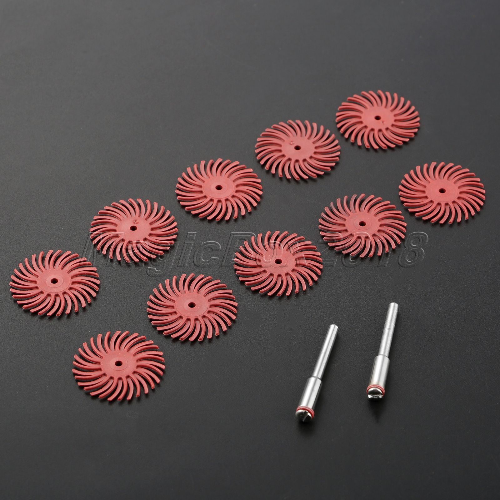 10x Bristle Abrasive Brush & 2x Mandrel Cleaning Polishing Dental ...