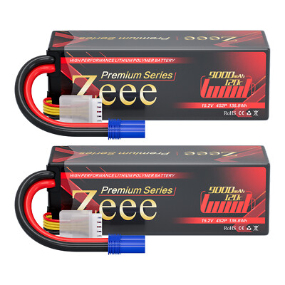 2x Zeee 15.2V 120C 4S HV LiPo Battery 9000mAh EC5 for RC Car Truck Tank ...