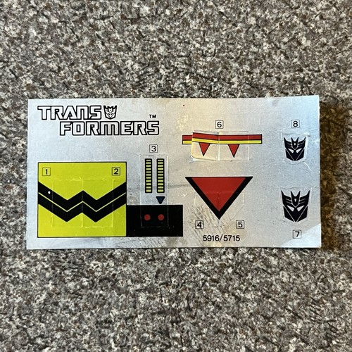 Transformers G1 Scavenger Unused Decal Sticker Sheet Devastator 5916 / ...