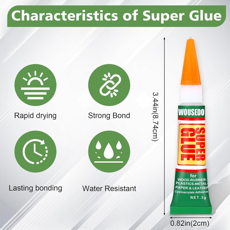12 x 3g Super Glue, Clear Fast-Dry Adhesive for DIY Crafts and ...