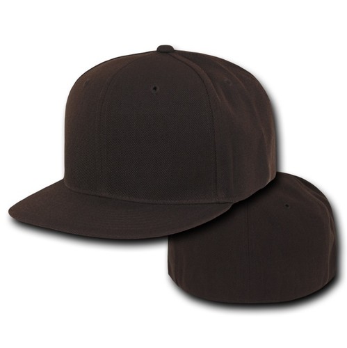 Brown Fitted Flat Bill Plain Solid Blank Baseball Ball Cap Caps Hat ...