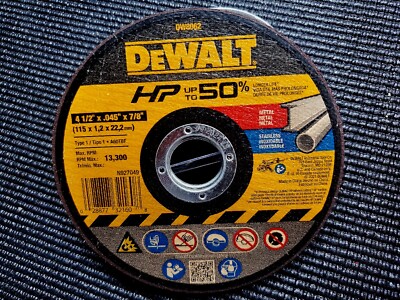 (5-Pk) DEWALT DW8062 4.5-inch High Performance Metal Cutting Wheel The ...