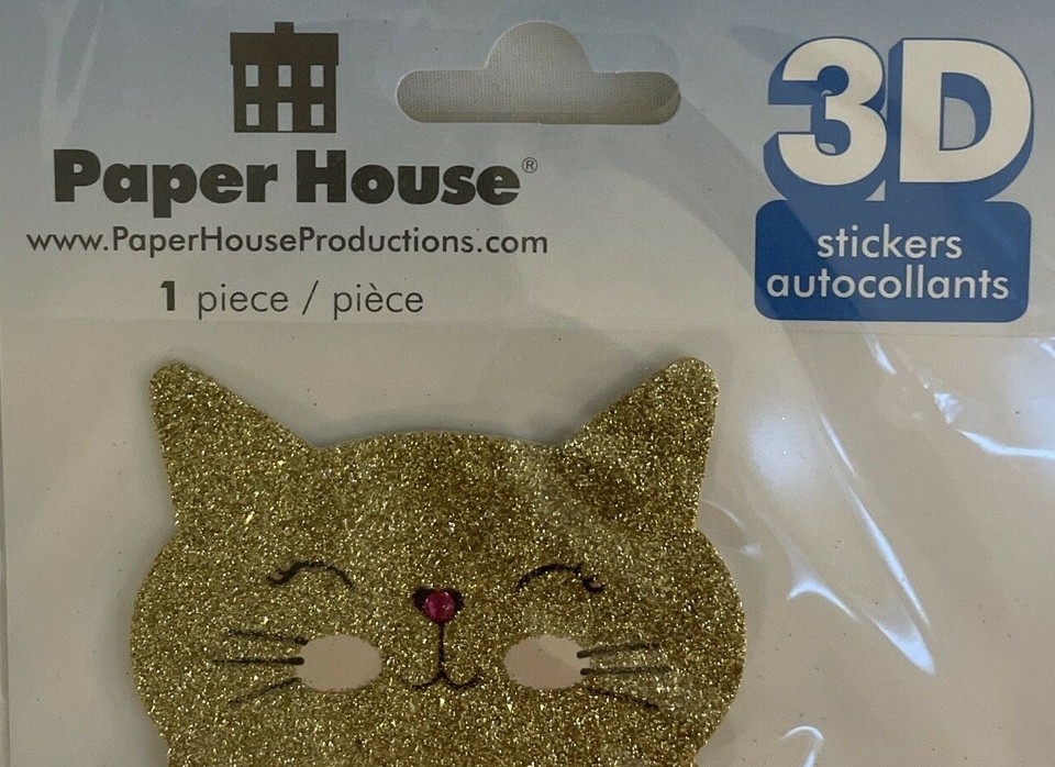 Cat Kitty Photo Frame Gold Sparkly Sticker Pink Collar Paper House 4 ...