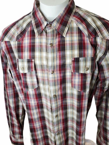 Levi's Pearl Snap Up Shirt Mens 2XL XXL Long Sleeve Plaid Modern Fit ...