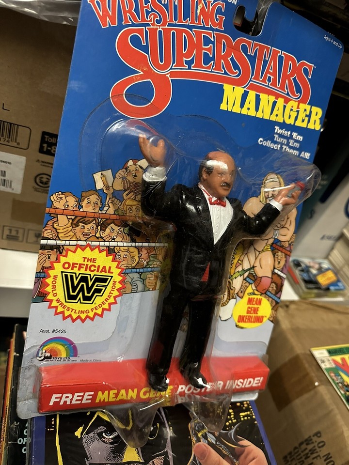 Vintage MOC WWF Mean Gene Okerlund LJN Wrestling Superstars Figure Case ...