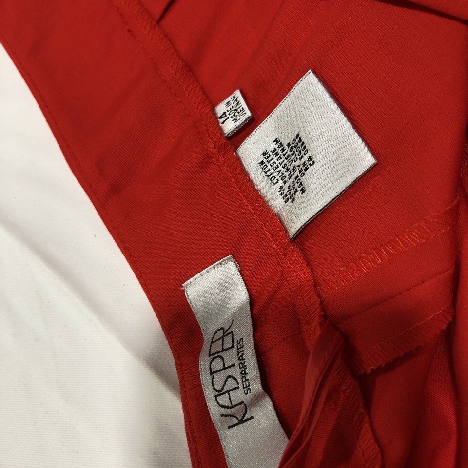 Kasper Pull On Pant 14 Petite Red $79 Stretch Travel Comfort Holidays ...