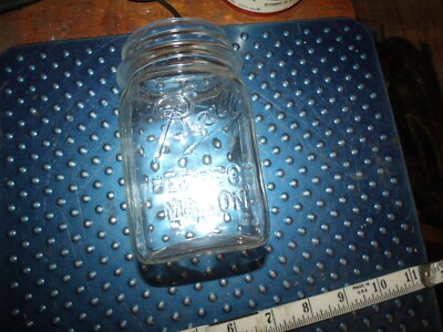 Ball Perfect Mason Pint Jar Vintage Regular Mouth Clear Ribbed Glass ...