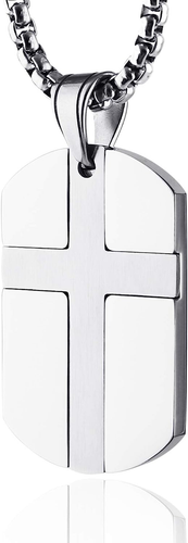 HZMAN Isaiah 41:10 Jewelry, Stainless Steel Cross Dog Tag Necklace ...
