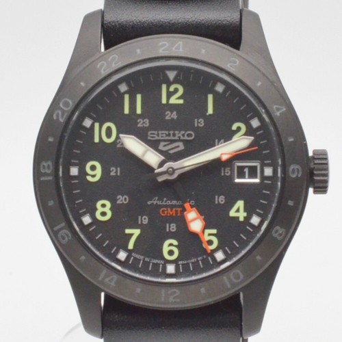 SEIKO SBSC013 Seiko 5 Sports GMT Black Automatic Men's 39.4mm Date ...