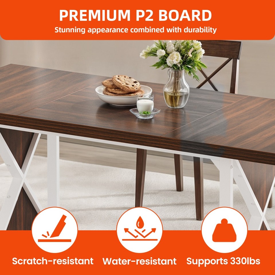 71" Modern Rectangular Solid Wood Dining Table 6-8 Person Sturdy Dining ...