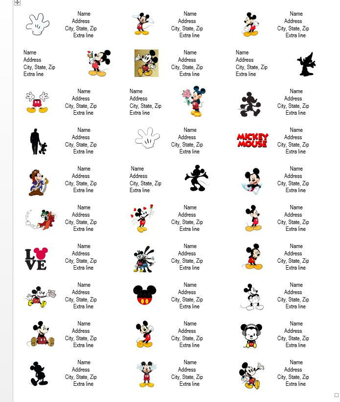Mickey Mouse Name Stickers