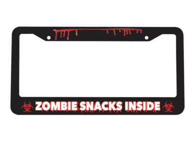 Zombie Snacks Inside Horror Funny Living Dead Zombies Car License Plate ...
