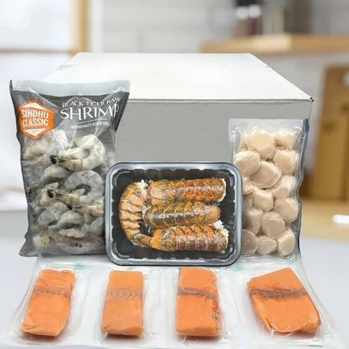 Seafood Sampler Assortment Box: Premium Shrimp, Scallops, Salmon ...