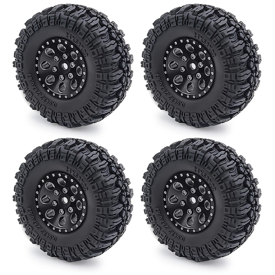 1.0" Beadlock Wheel Rims Soft Rubber Tires for SCX24 RC Crawler Car | eBay