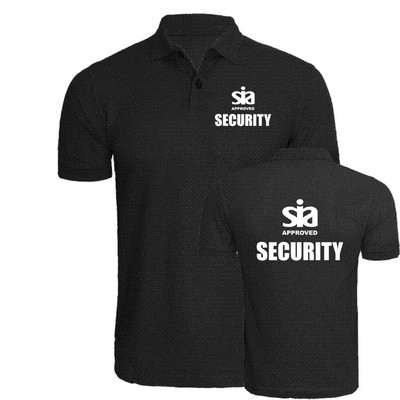 SECURITY SIA APPROVED BLACK PREMIUM POLO SHIRTS, DOORMAN BOUNCER GUARD ...