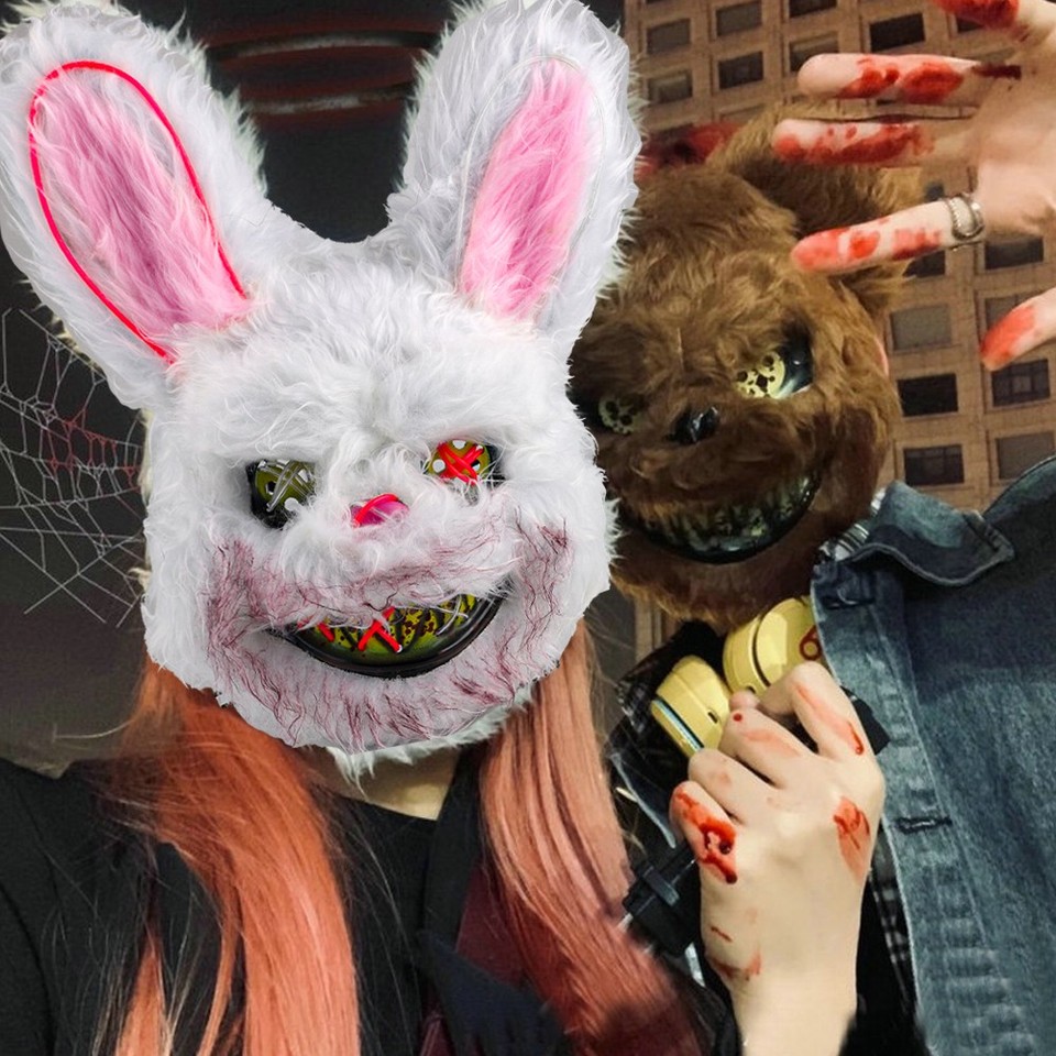 Mad Rabbit Scary Light up Bunny Halloween LED Mask Costume Party ...