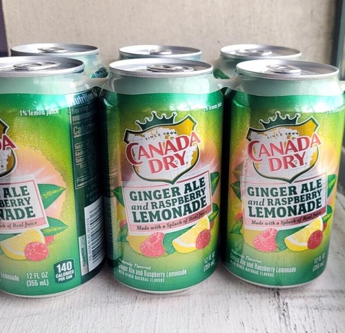 Canada Dry Ginger Ale Raspberry And Lemonade Soda 12 Oz Cans Lot of 6 ...
