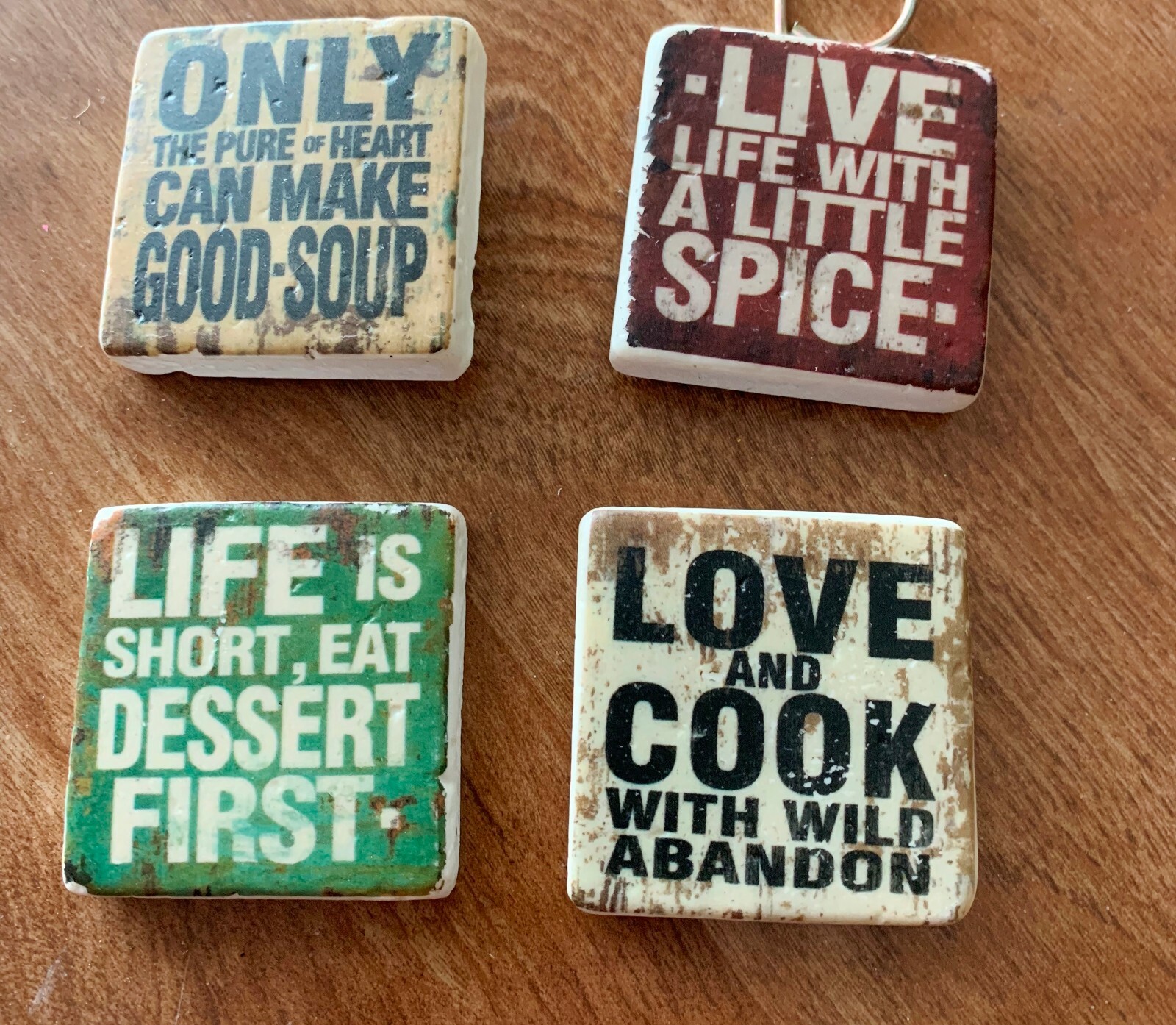 Set of Four Refrigerator Magnets with Sayings Square 1 3/4" Each | eBay
