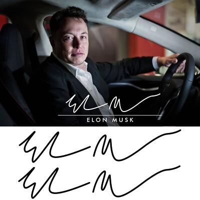 Tesla Elon Musk Sigature Decal Tesla Elon Musk Autograph Sticker Model ...