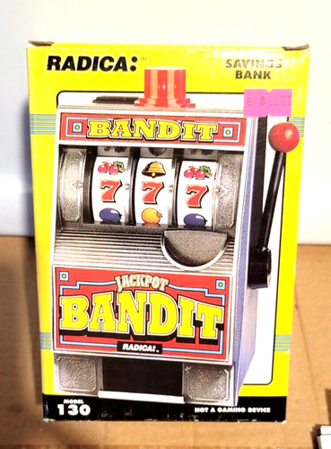 NEW RADICA JACKPOT BANDIT SLOT MACHINE SAVINGS BANK 6" TALL - U | eBay