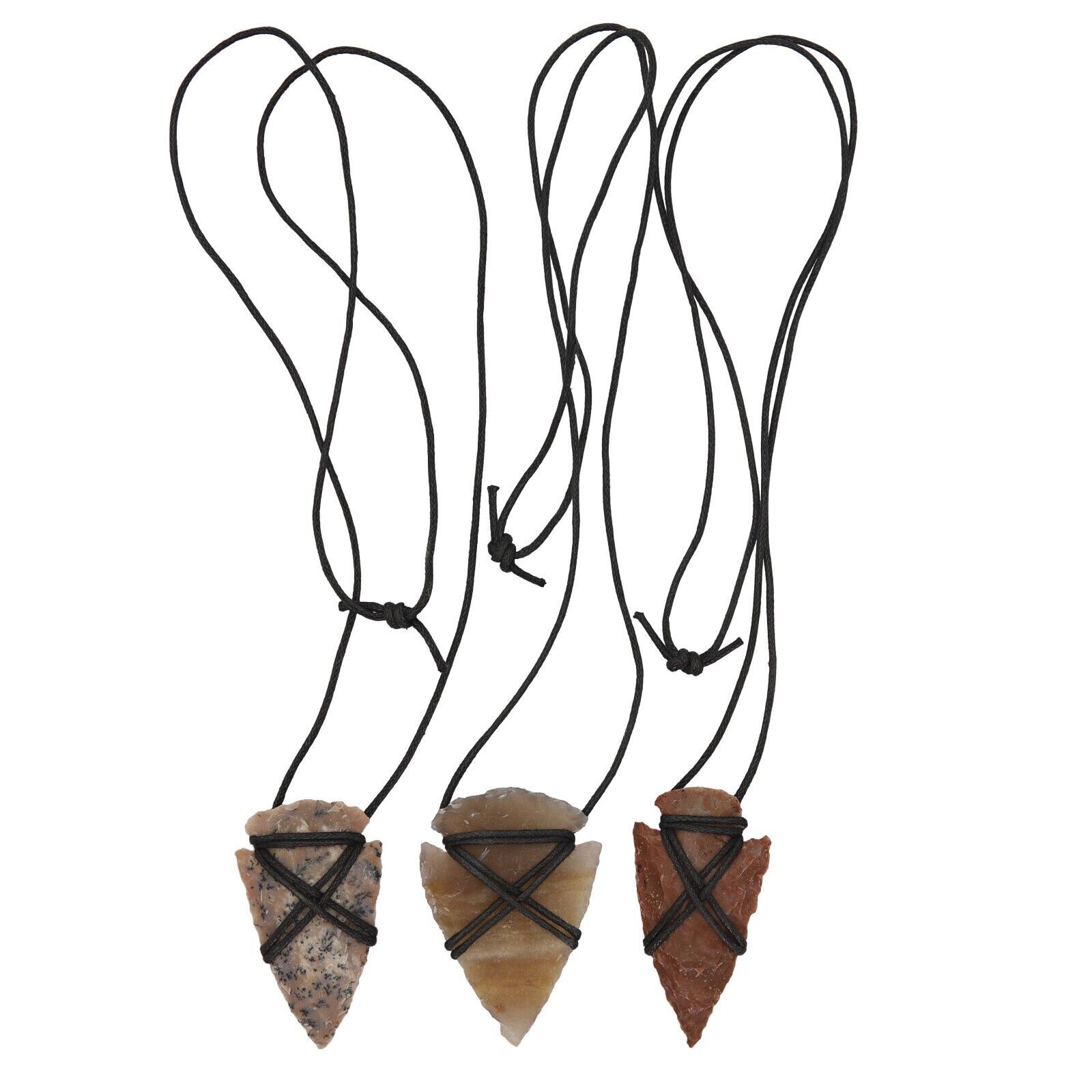 Native American Cherokee Arrowhead Real Stone Pendant Tribal Charm Set ...