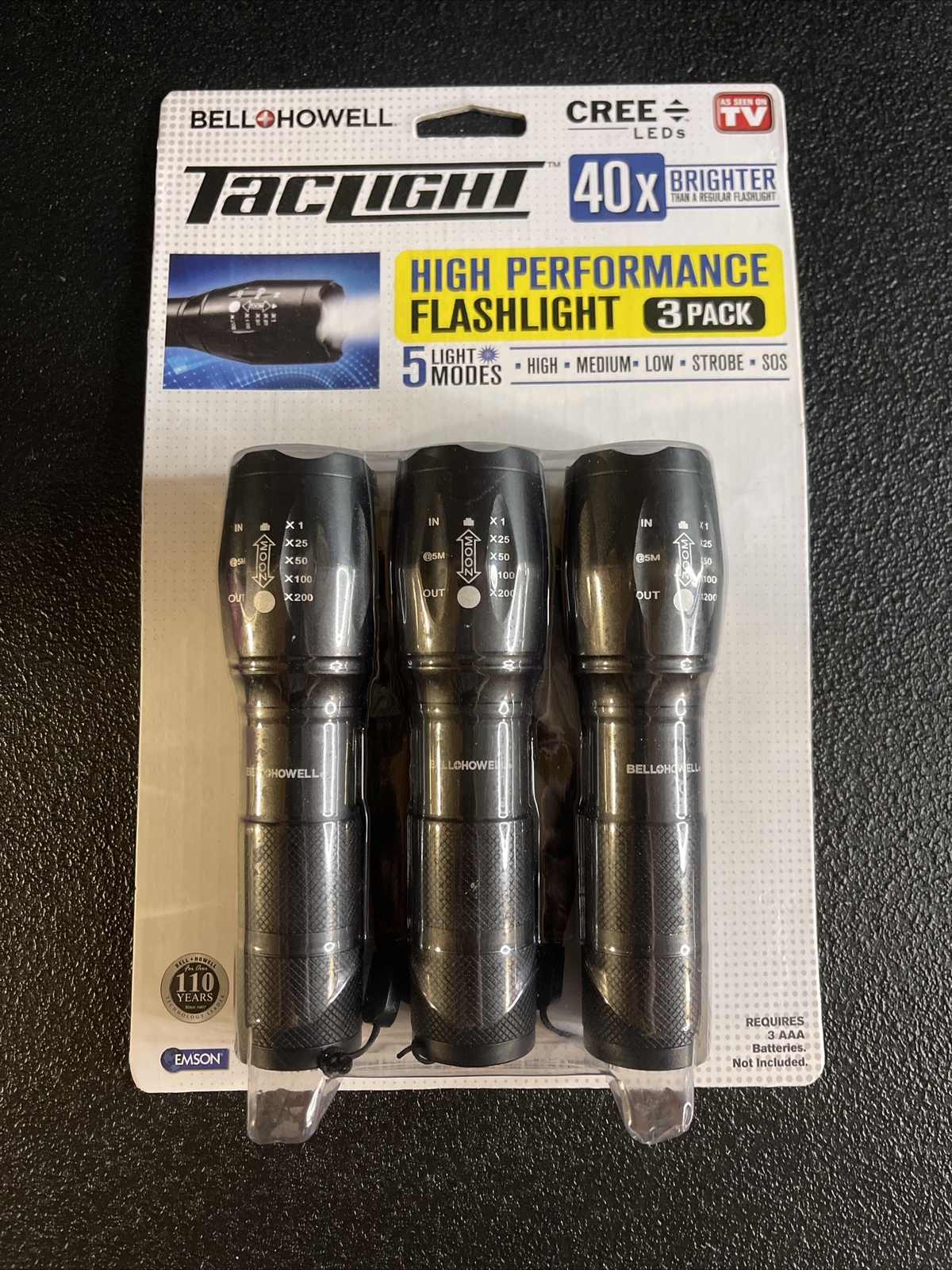 Bell Howell 3pk Taclight 40x High Performance 50000 HRS Flashlight for ...