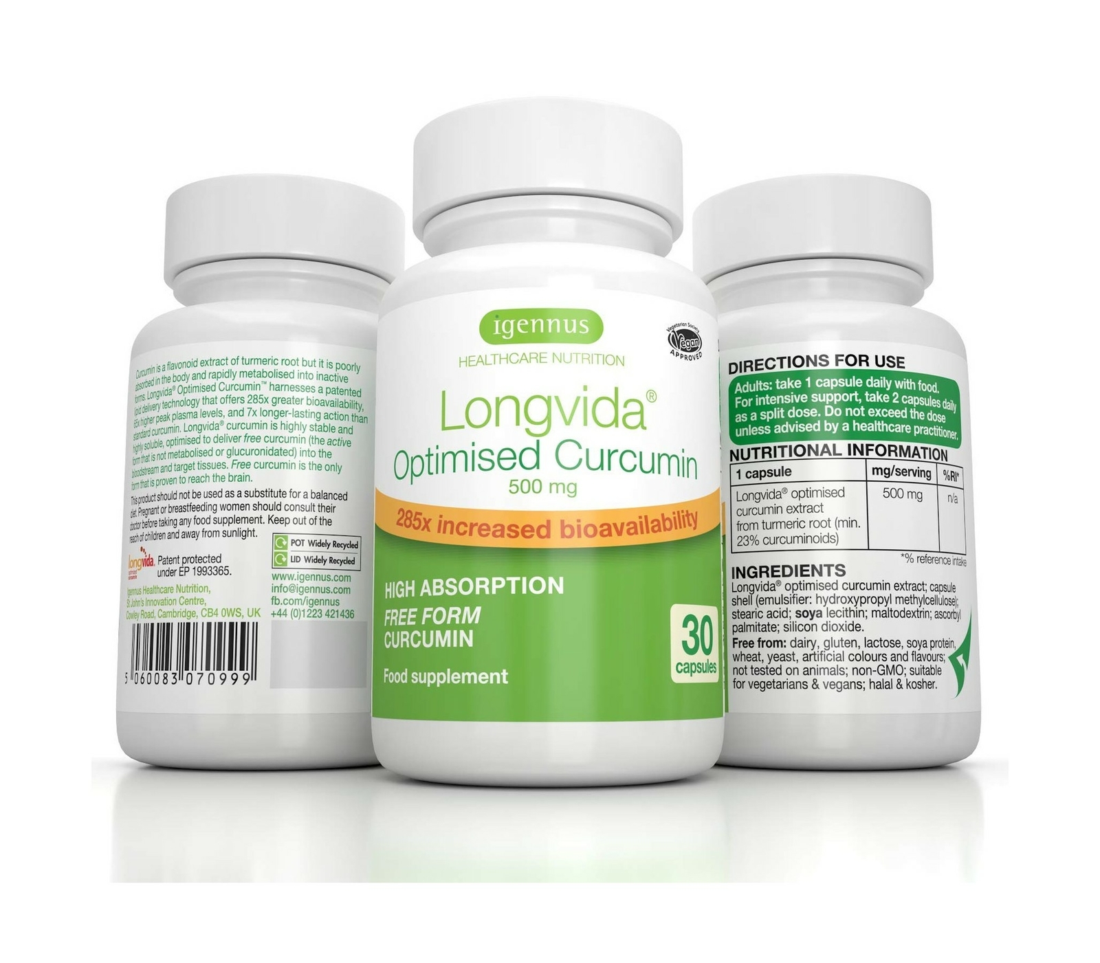 Longvida Optimized Curcumin Supplement 500 Mg 285X Bioavailability ...