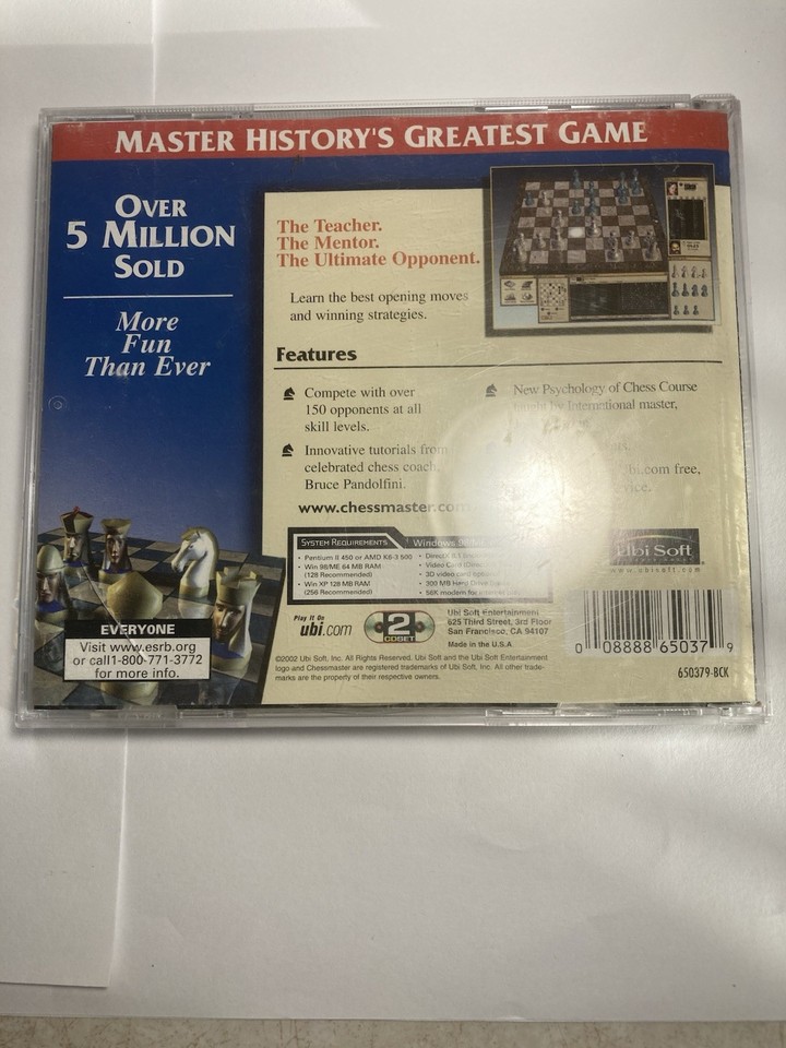 Chessmaster 9000 PC CD-ROM Computer Game - Two Discs - Windows 98/ME/XP ...