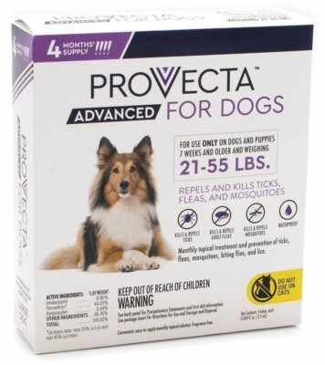 Provecta Advanced Flea & Tick Treatment for Dogs 21-55lbs. 4pk | eBay