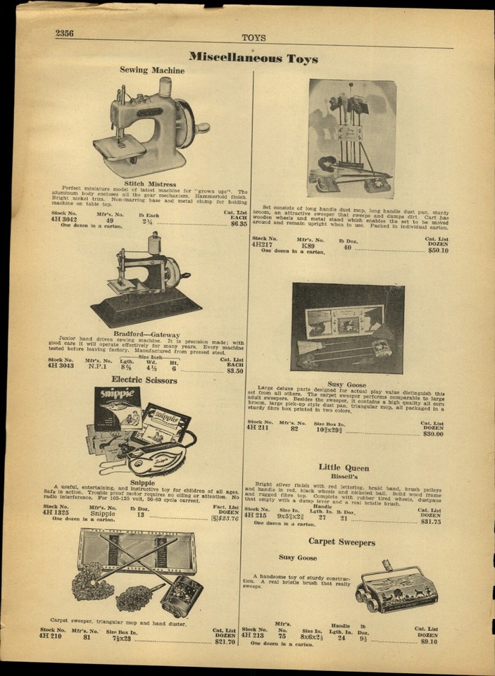 1949 PAPER AD Keystone Toy Steam Shovel Sailboat Roller Sewing Machine ...