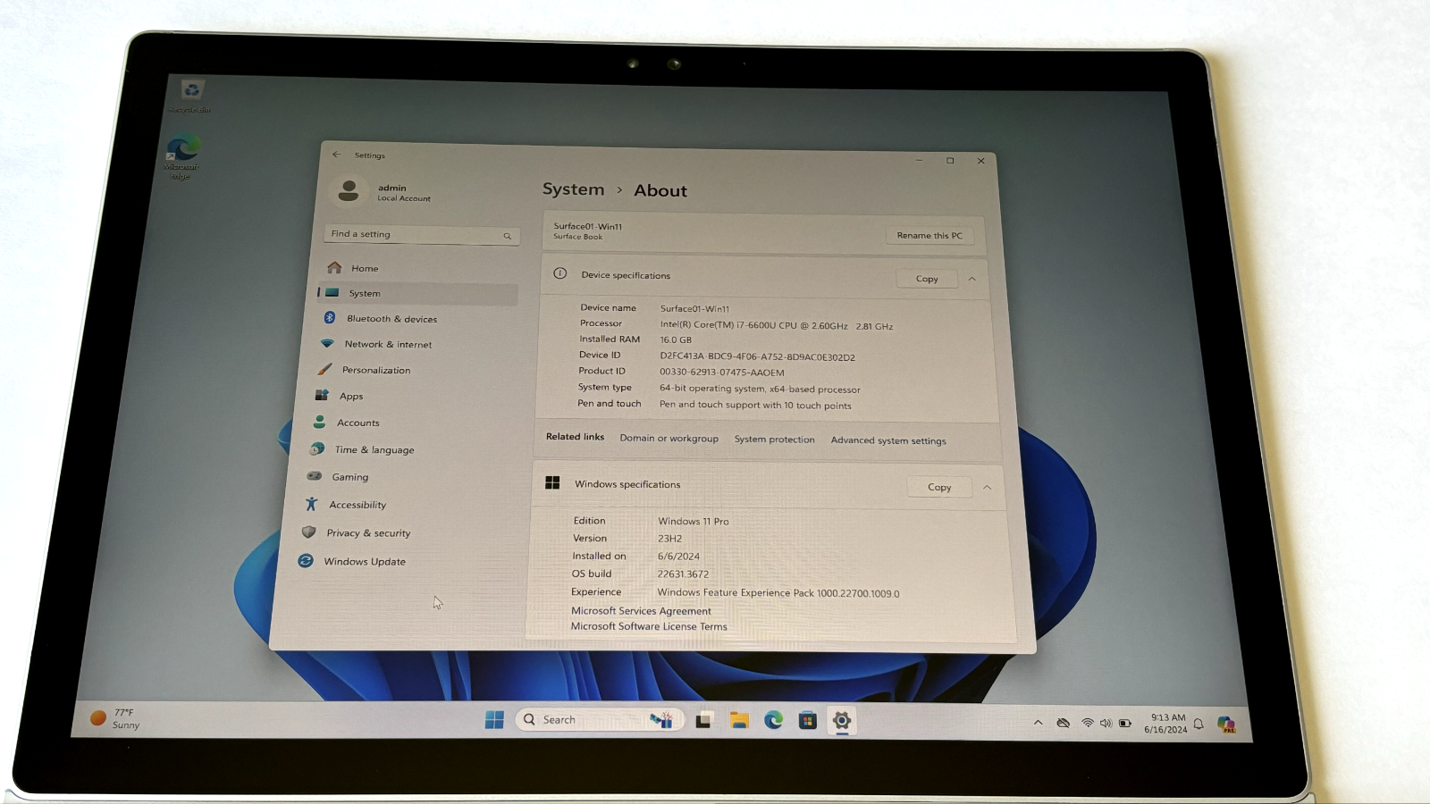 Microsoft Surface Book Model i7-6600U 2.6GHz 512GB SSD 16GB Windows 11 ...