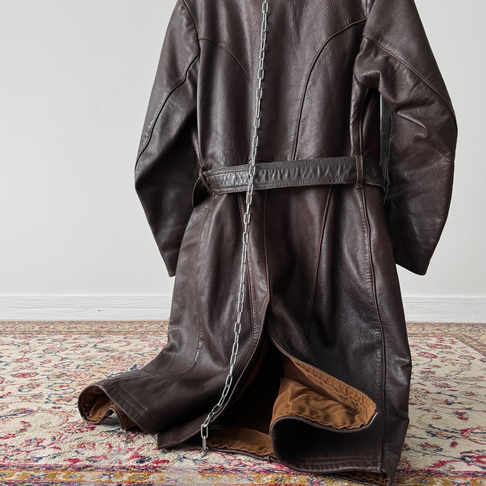 1950s Vintage British Dispatch Rider Brown Leather Belted Trench Coat ...