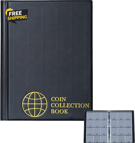 Coin Flip Holder Albums - 120 Pockets 2X2 Inches Coin Storage Books for ...