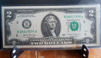 2017-A $2 Banknote Federal Reserve Two Dollar Banknote in Protective ...