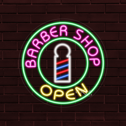 NEW "BARBER SHOP OPEN" w/LOGO 26x26 INCH LED FLEX WINDOW/WALL INDOOR ...