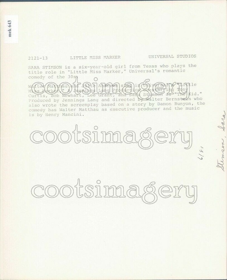 1980 Press Photo Cute Child Actress Sara Stimson Little Miss Marker | eBay