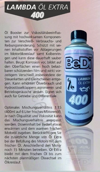 BeDi Lambda Öl-Extra Ölzusatz additiv - 400ml 5060338740158 | eBay.de